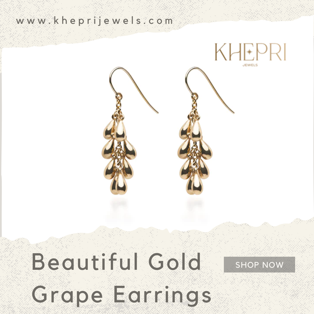 Beautiful Gold Grape Earrings - Khepri Jewels - Medium