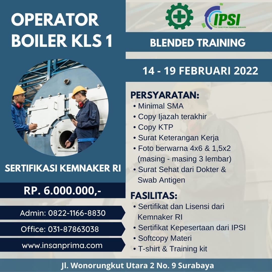 Operator Boiler Kelas 1 TERPERCAYA, WA (0822-1166-8830), PUSAT ...