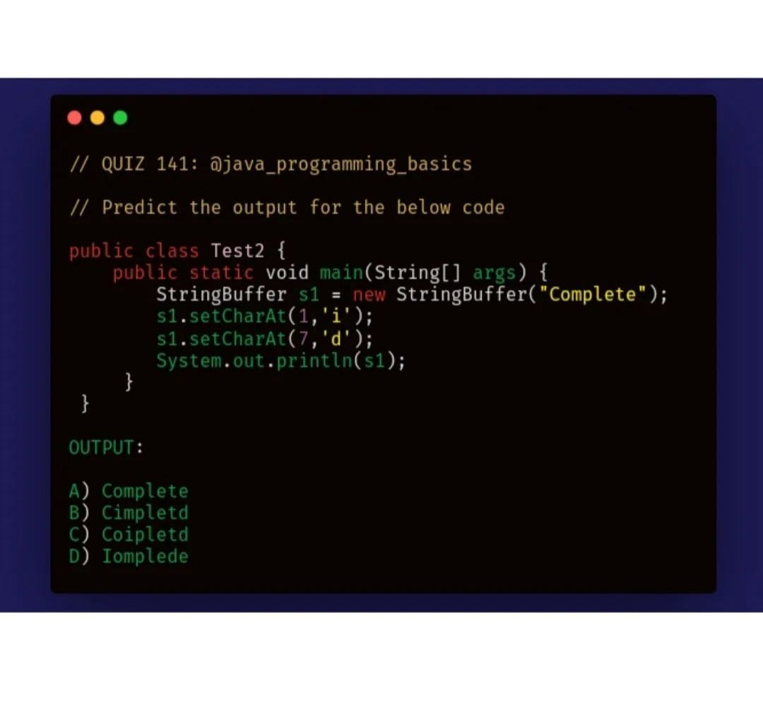 Java_programing QUIZ141 - Manjula Rajput - Medium