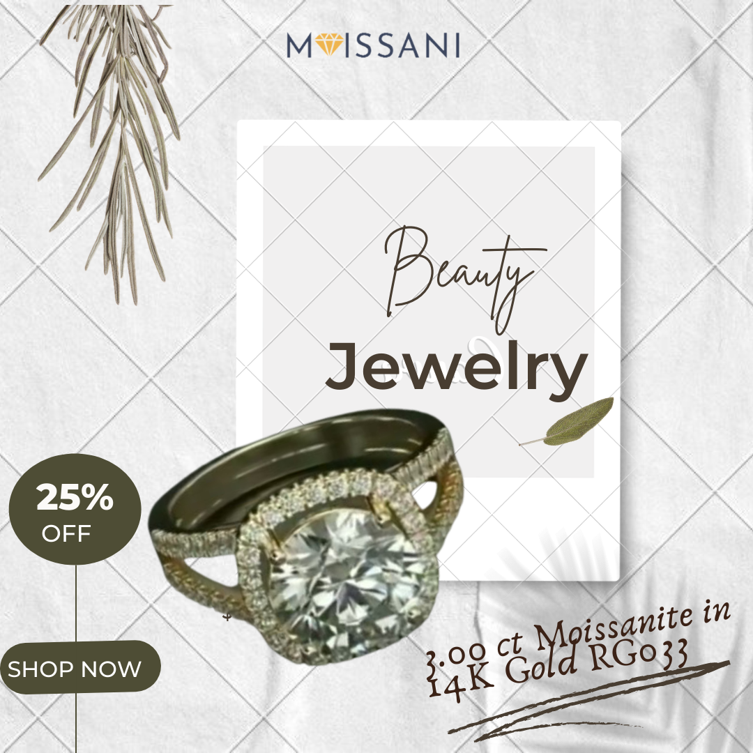 3.00 ct Moissanite in 14K Gold RG033 - Moissanite Store - Medium