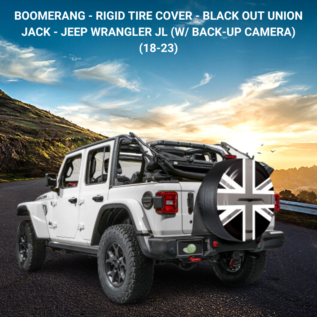 Boomerang — Rigid Tire Cover — Black Out Union Jack — Jeep Wrangler JL ...