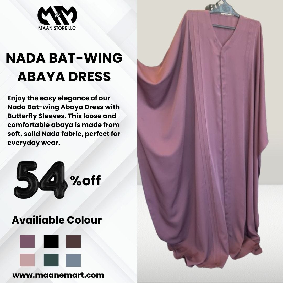 Nada Batwing Abaya Dress, for a Stylish and Modest Look! - Maan Store LLC - Medium