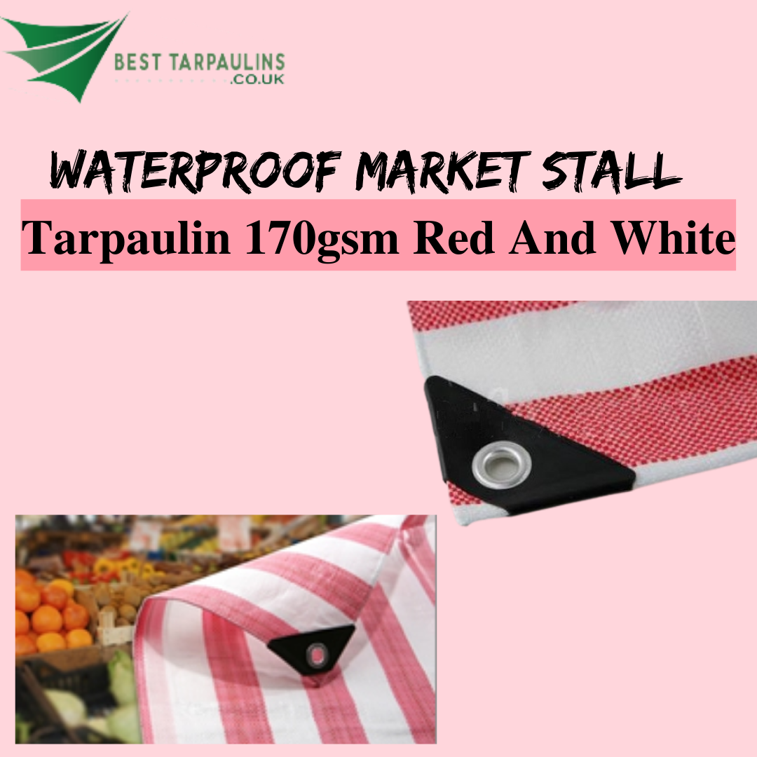 Waterproof Market Stall Tarpaulin 170gsm Red and White ...