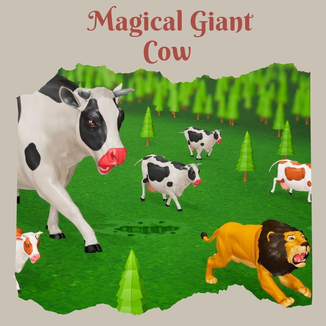 Magical Giant Cow Saves Pigs from Lion Attack — 3D Animals Cartoons ...