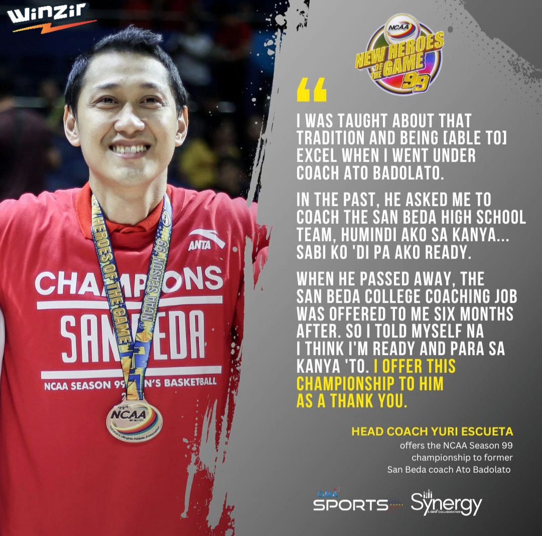 Yuri Escueta: Following in the Footsteps of Mentors, Elevating San Beda ...