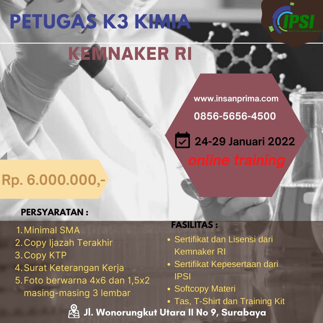 PELATIHAN PETUGAS K3 KIMIA MAKASSAR TERAMANAH, WA (0856-5656-4500), PELATIHAN PETUGAS K3 KIMIA ...