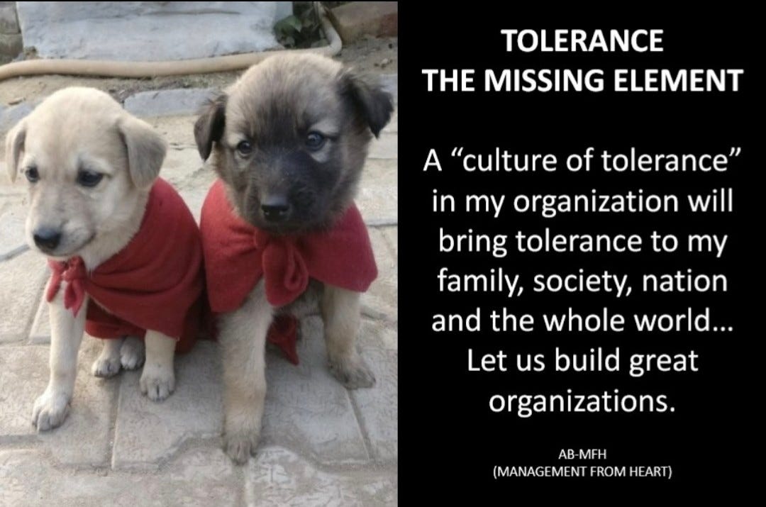 MANAGEMENT FROM HEART TOLERANCE THE MISSING ELEMENT | by ANIL KUMAR ...