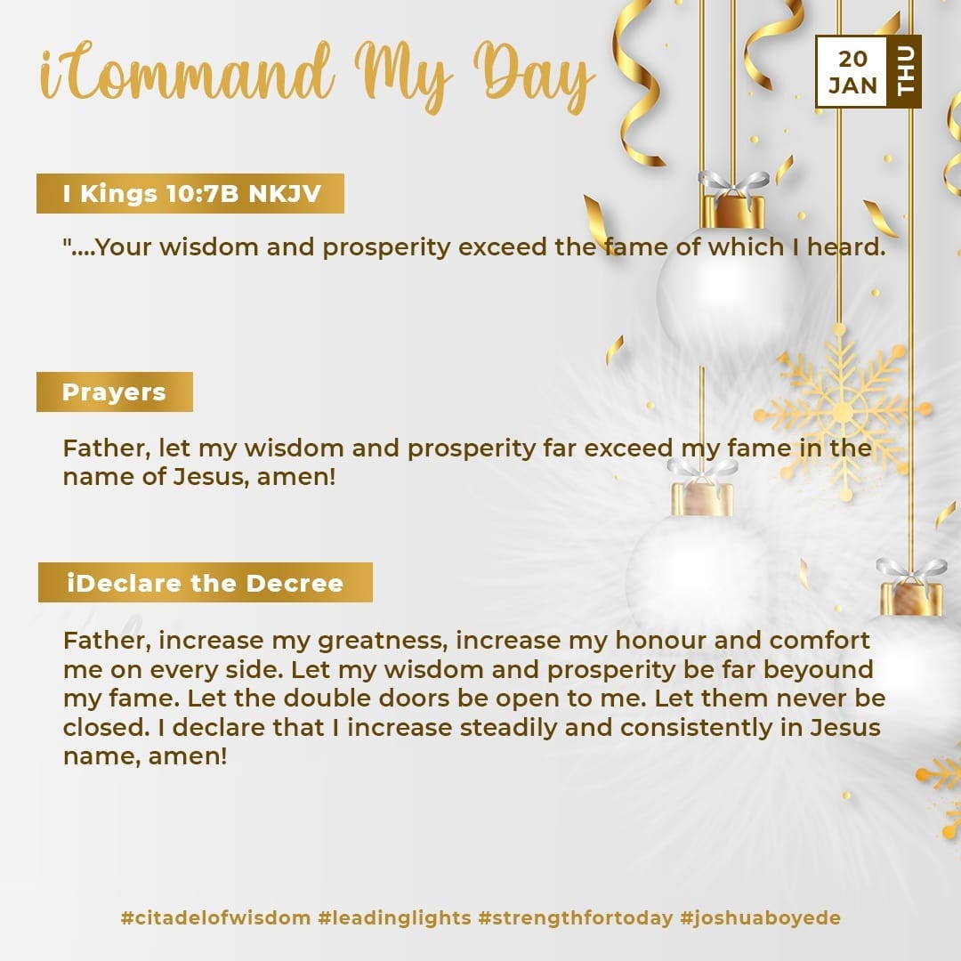 My Wisdom and Prosperity Exceed My Fame *iCommand My Day 20th January ...