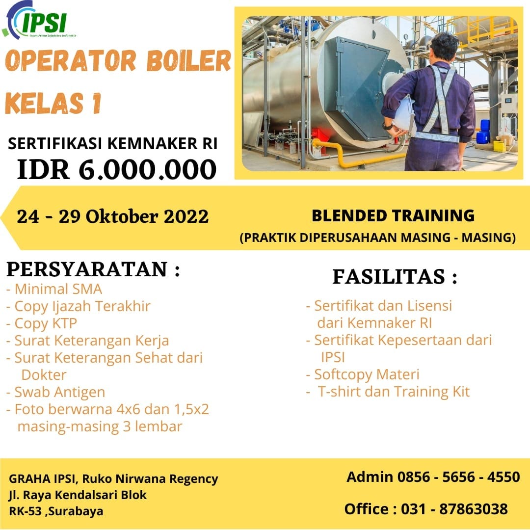 OPERATOR BOILER KELAS 1 TERPERCAYA, WA https://wa.me/6285656564550 ...
