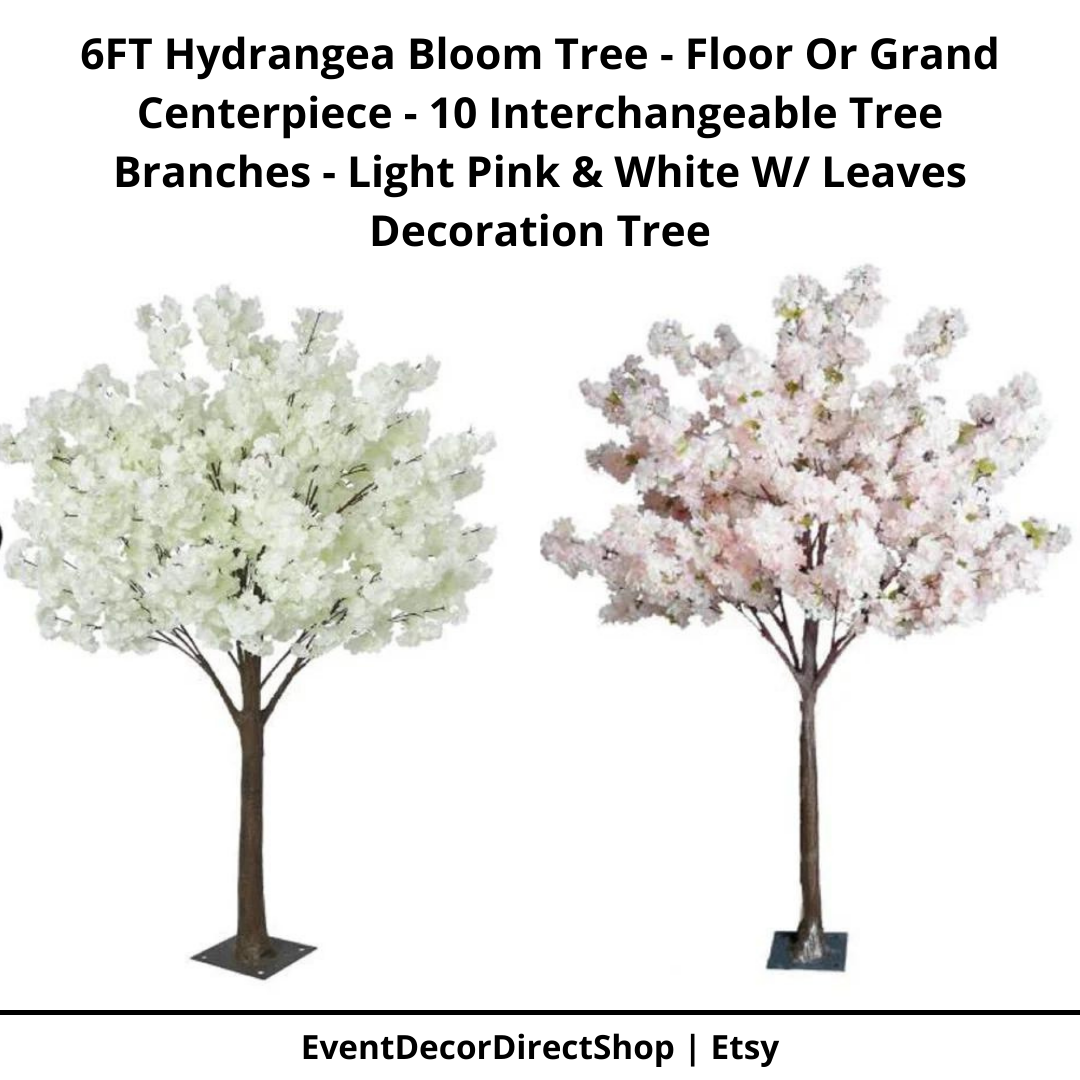 6FT Hydrangea Bloom Tree — 10 Interchangeable Tree Branches — Light ...