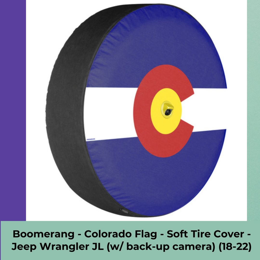 Boomerang — Colorado Flag — Soft Tire Cover — Jeep Wrangler JL (w/ back ...