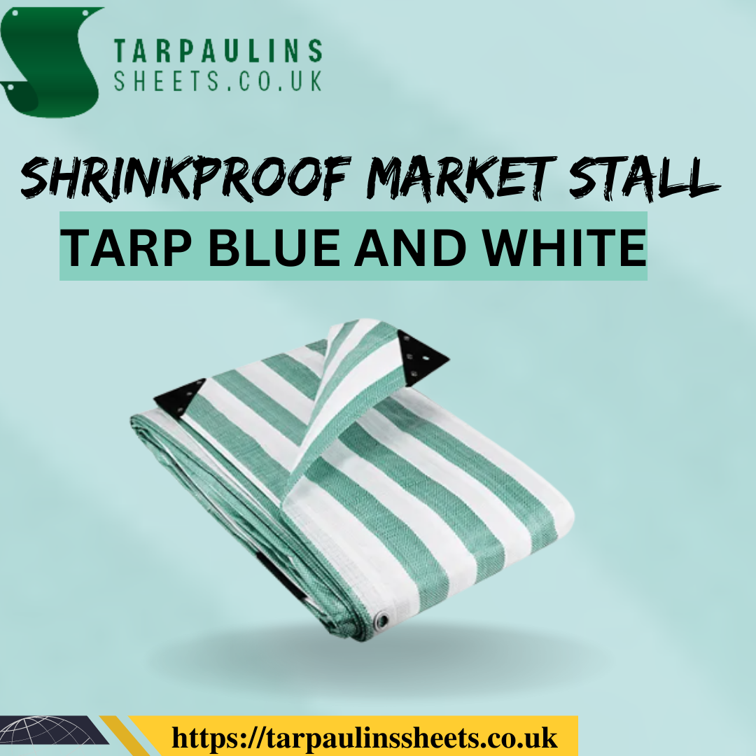 Shrink-proof Market Stall Tarp Green and White. - Tarpaulinssheets - Medium