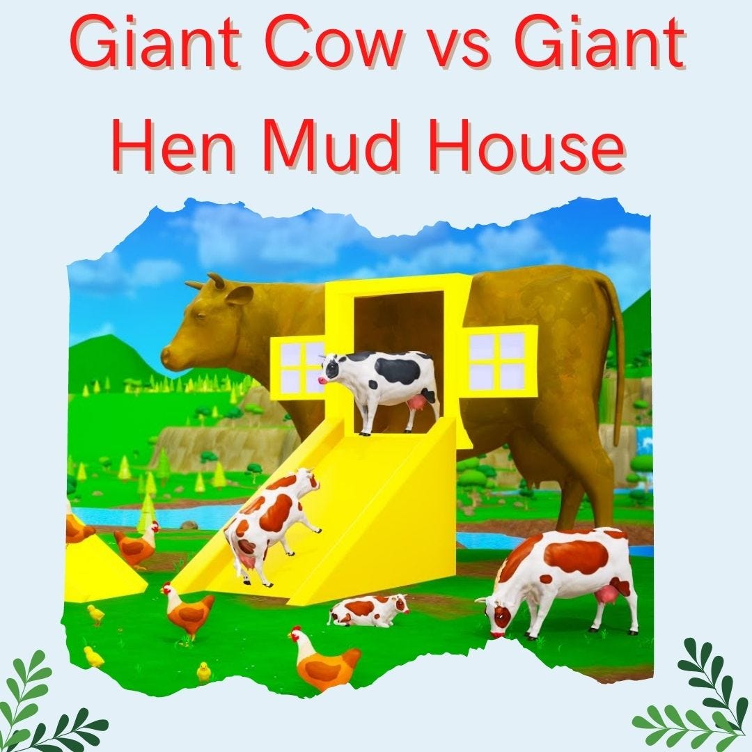Giant Cow vs Giant Hen Mud House | Cows Farm | Chicken Farm | 3D Funny ...