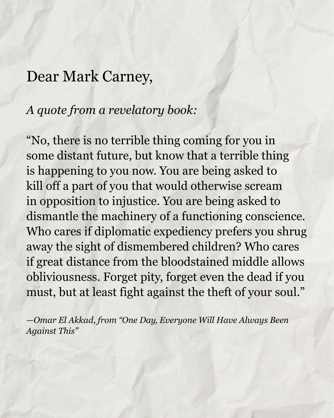 Dear Mark Carney: Souls. Their souls. Our souls. There is something ...