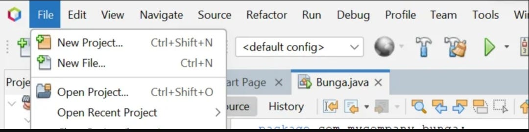 Cara membuka, membuat file pada net beans dan membuat koding hitung”an 1.Buka aplikasi Net Beans ...
