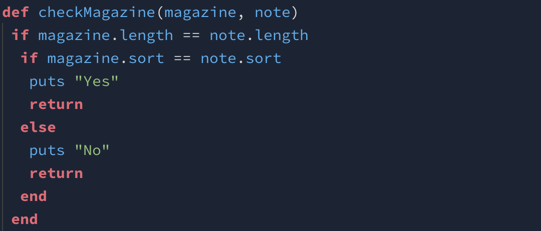 HackerRank: Ransom Note Problem in Ruby | by Alex Farmer | Medium