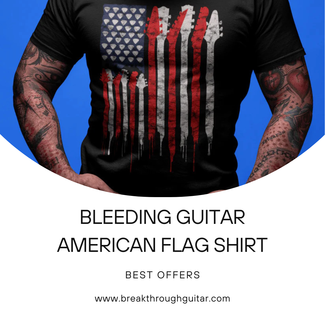 Shop Bleeding Guitar American Flag Shirt - Breakthroughguitar - Medium