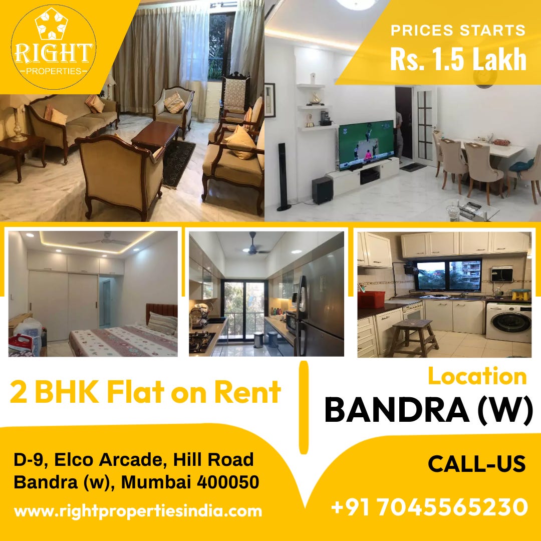 2 BHK Flat on Rent at Bandra (w) at Rs.1,50,000/- - Right Properties ...