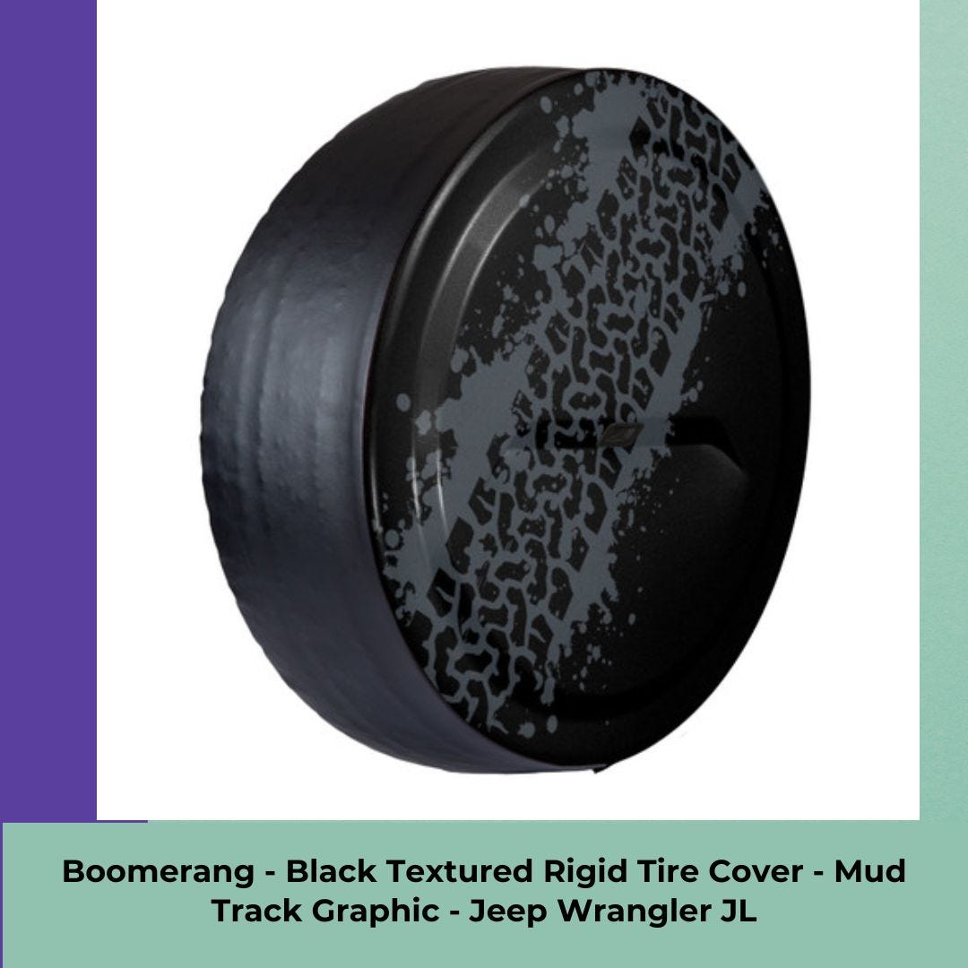 Boomerang — Black Textured Rigid Tire Cover — Mud Track Graphic — Jeep ...