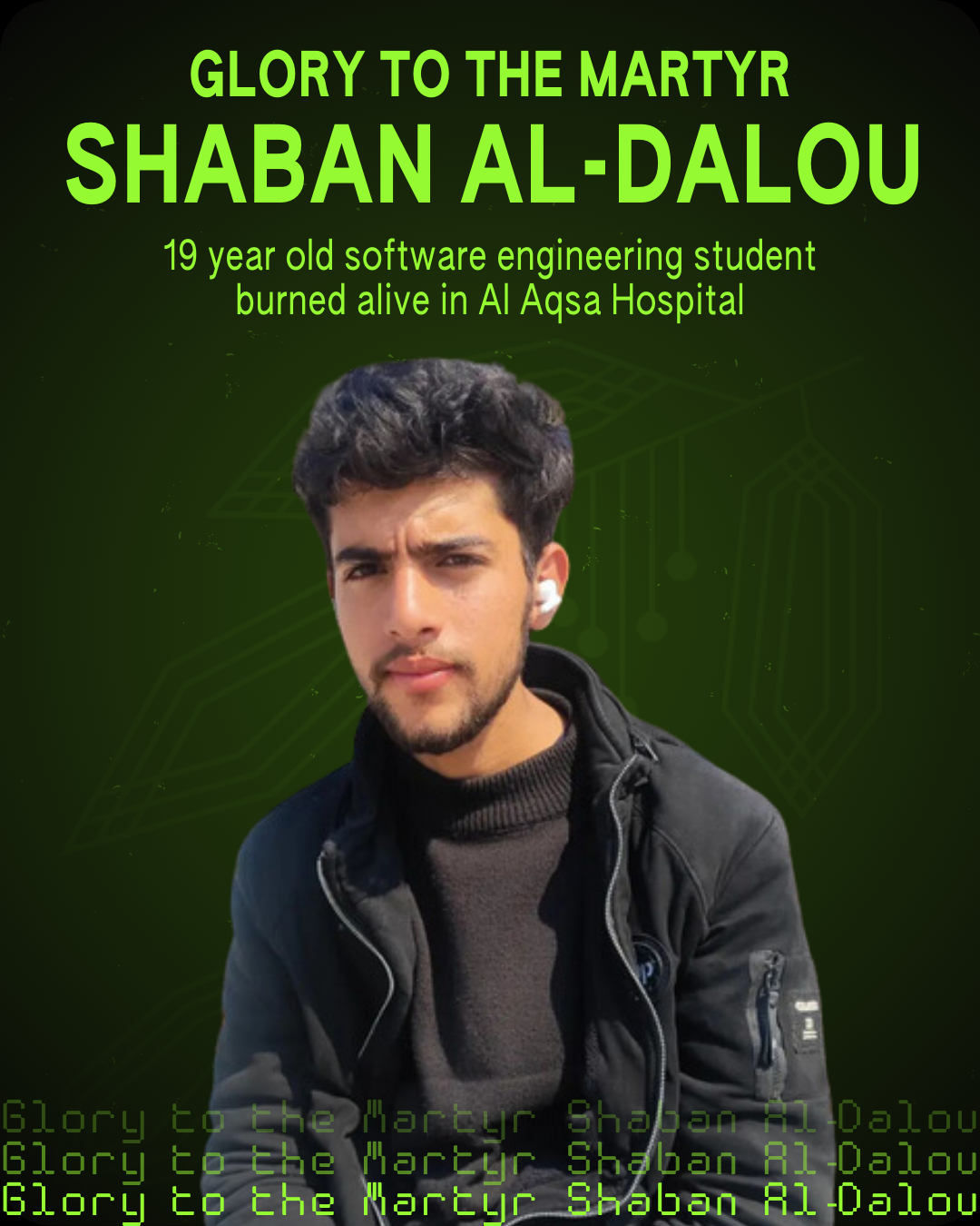 Glory to the Martyr Shaban Ahmed Al-Dalou | by No Tech For Apartheid ...