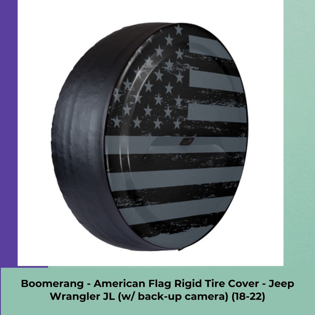 Boomerang — Black Textured Rigid Tire Cover — Distressed American Flag ...