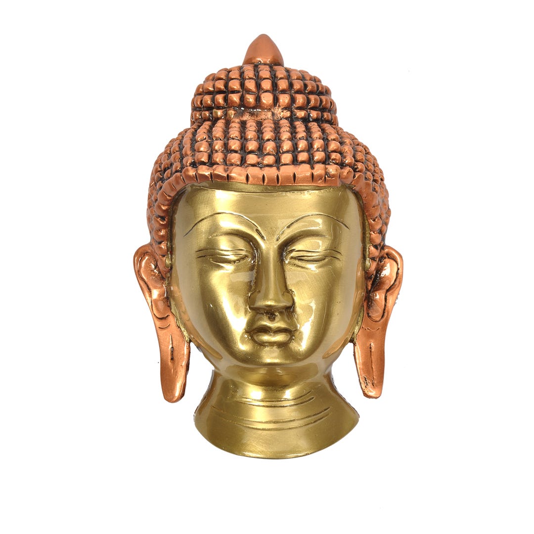 Tansha Quo Buddha Mask Wall Hanging, Handcrafted Brass, 5InchTansha Quo ...