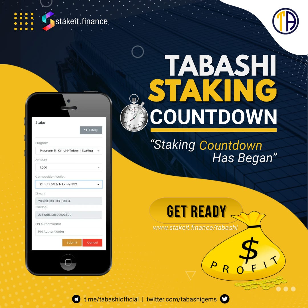 Tabashi Staking Platform Countdown to Release very Soon. Stanby Guys ...