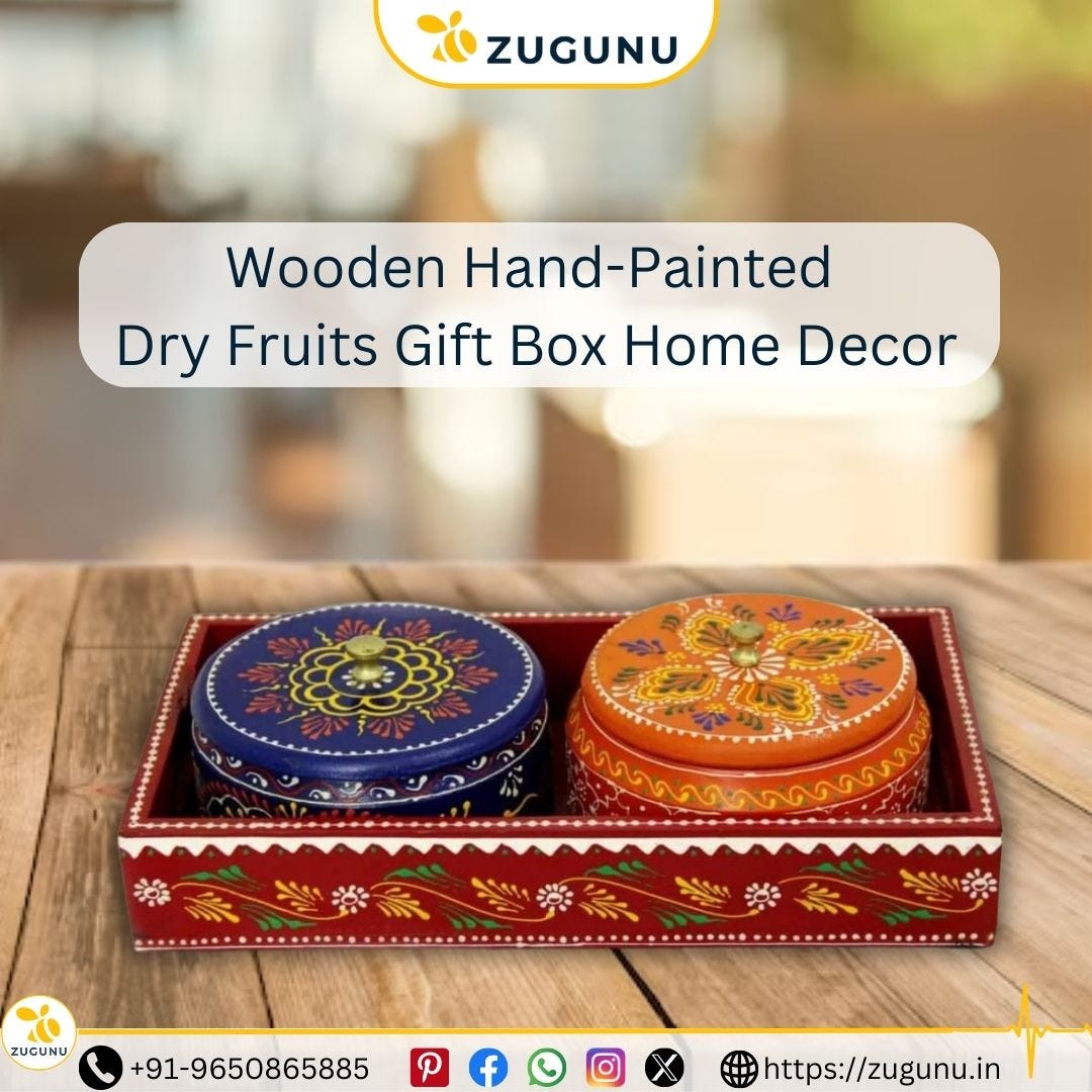 Wooden Hand Painted Dry Fruits Gift Box For Home Decor - Zugunu.Com ...
