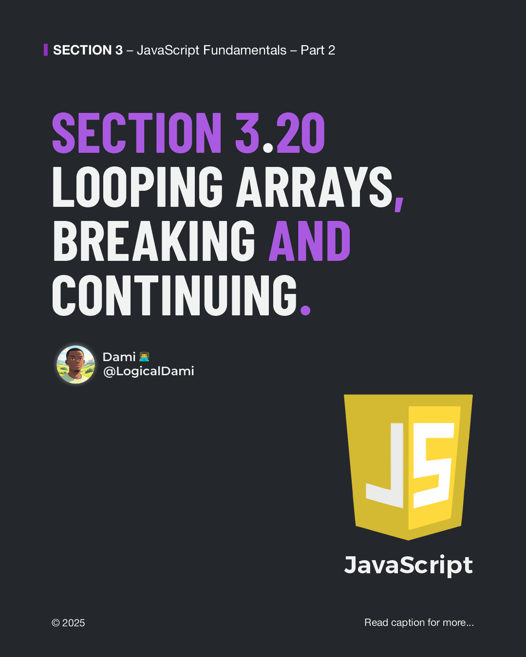 Section 3.20 — Looping Arrays, Breaking and Continuing | by LogicalDami | Jun, 2025 | Medium
