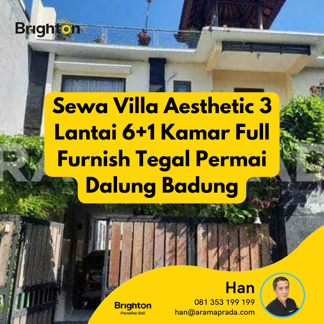 Sewa Villa Aesthetic 3 Lantai 6+1 Kamar Full Furnish Tegal Permai ...