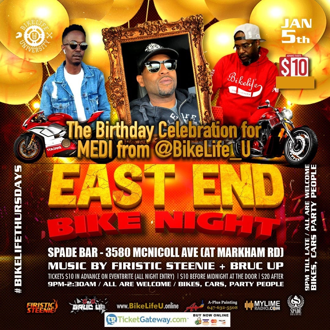 EAST END BIKE NIGHT | THE BIRTHDAY CELEBRATION OF MEDI - Ticketgateway ...