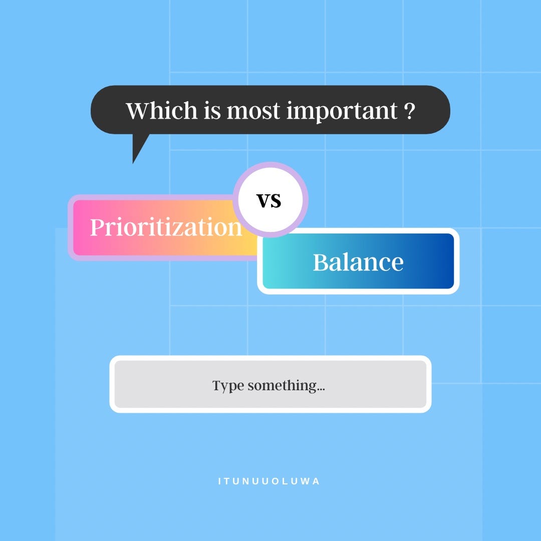 BALANCE VS PRIORITIZATION | by Itunuuu | Medium