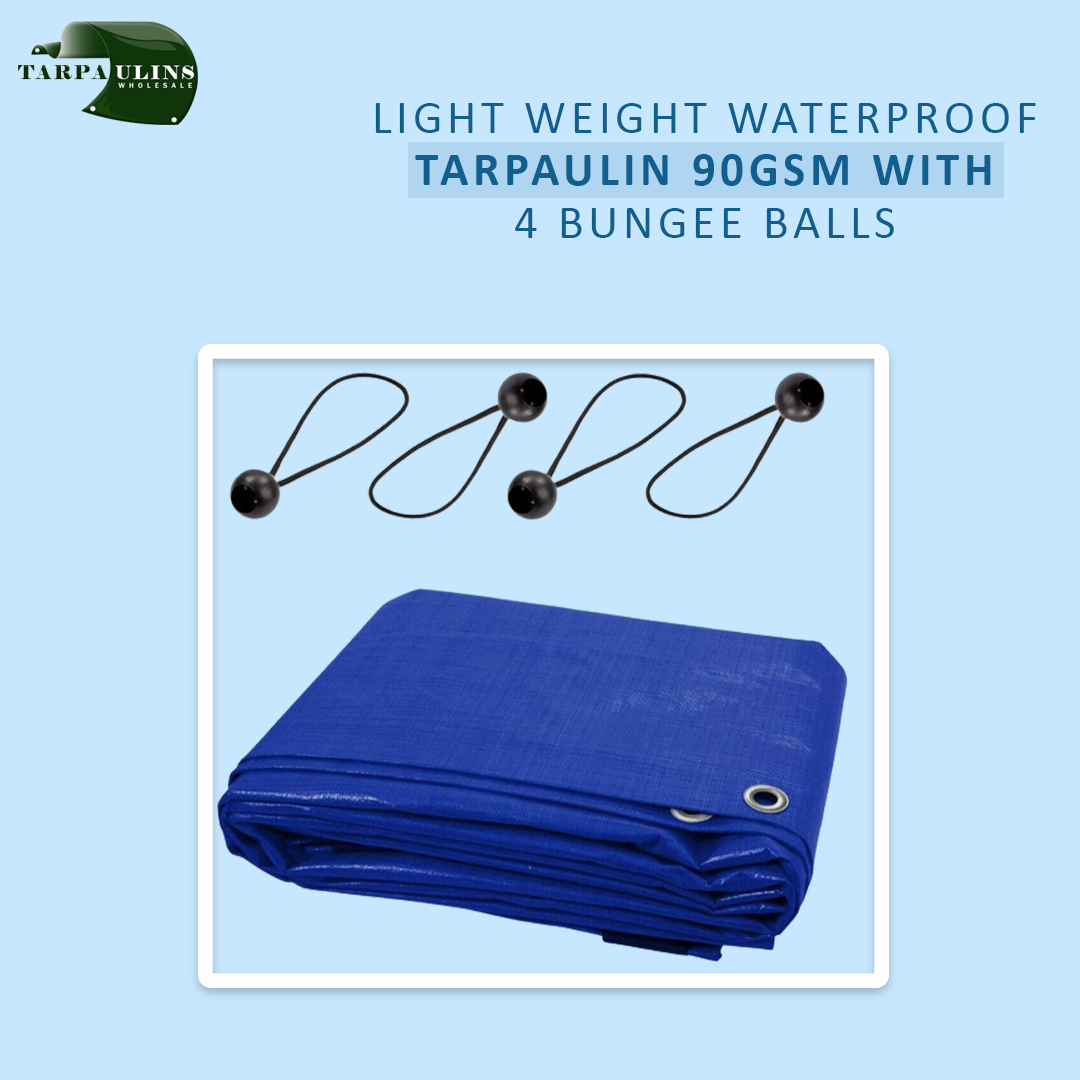 Light Weight Waterproof Tarpaulin 90gsm With 4 Bungee balls - tarplin ...