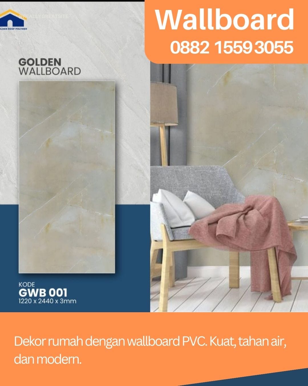 WALLBOARD PVC, Wa 0882 1559 3055 PVC MARMER DEKOR INTERIOR Pleret ...