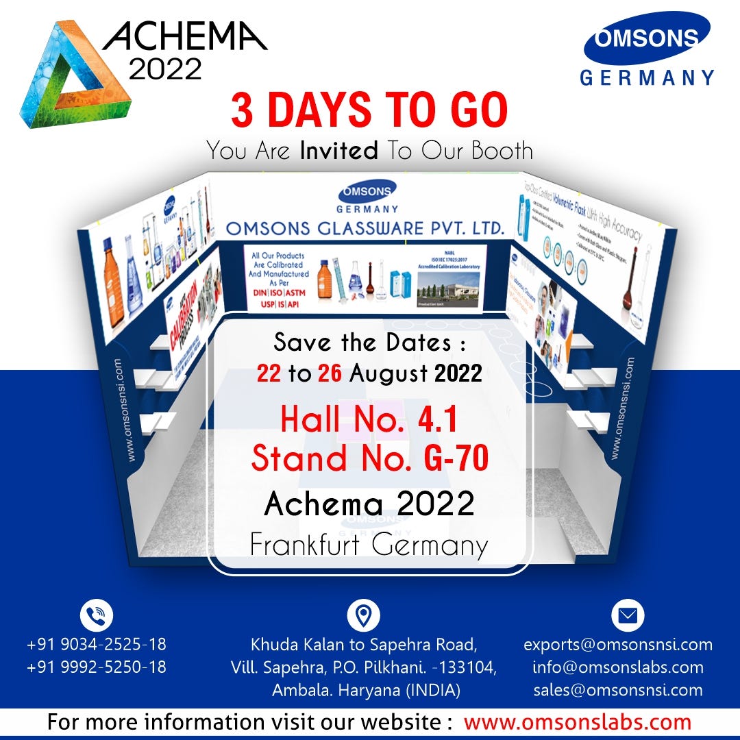 ACHEMA EXHIBITION 2022 - Omsons Glassware - Medium