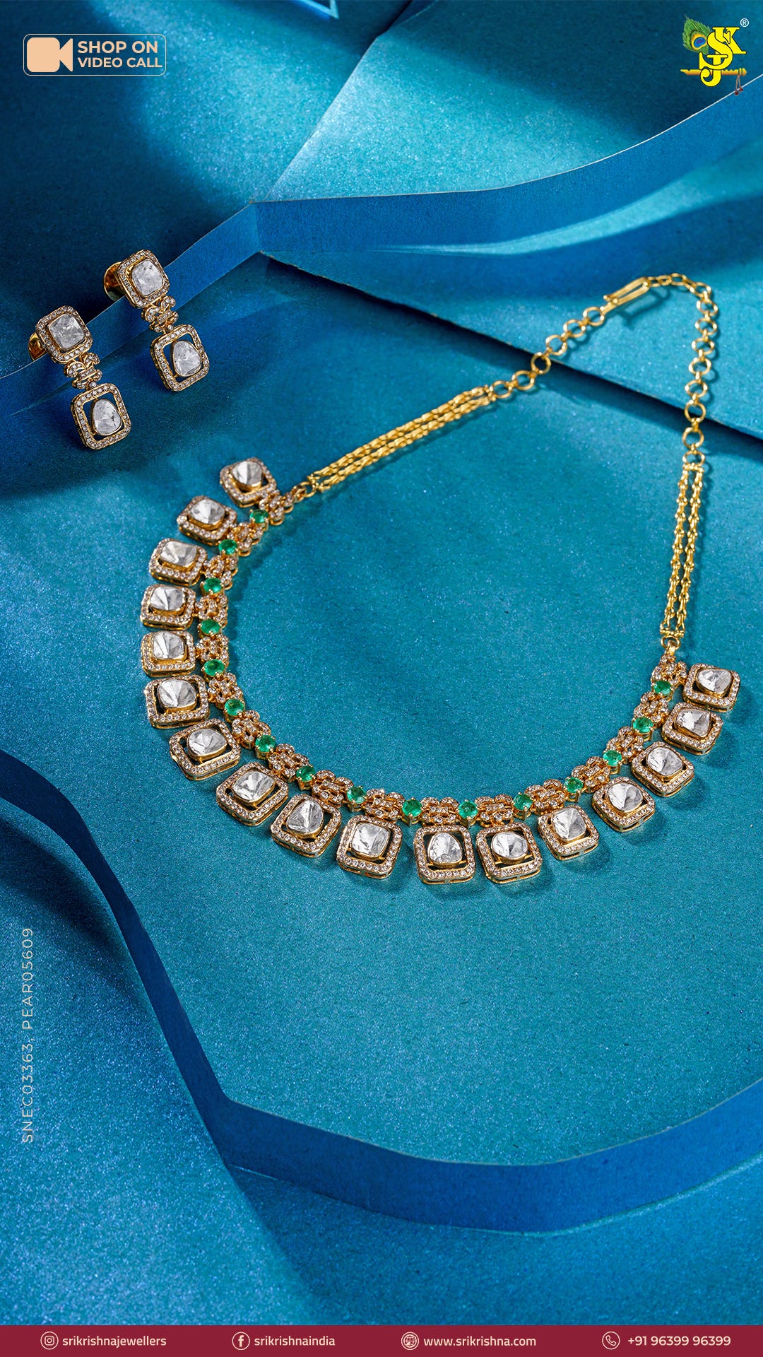 Get Polki necklace and earrings set studded gemstones | Diamonds ...
