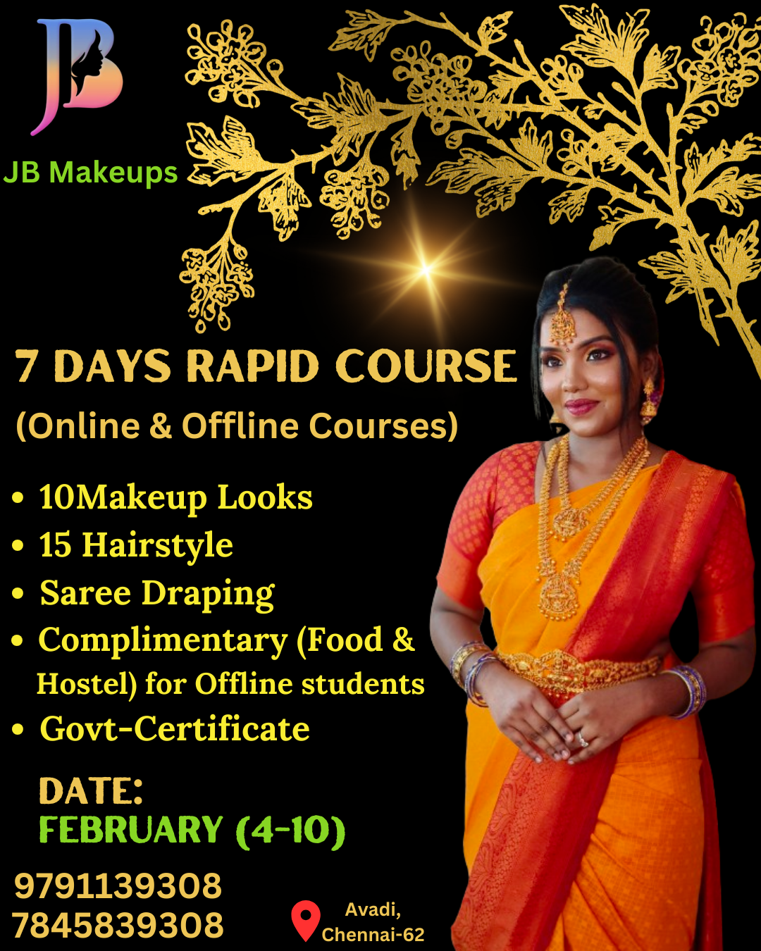 Best Bridal Makeup Courses in Avadi, Pattabiram - JB MAKEUPS - Medium