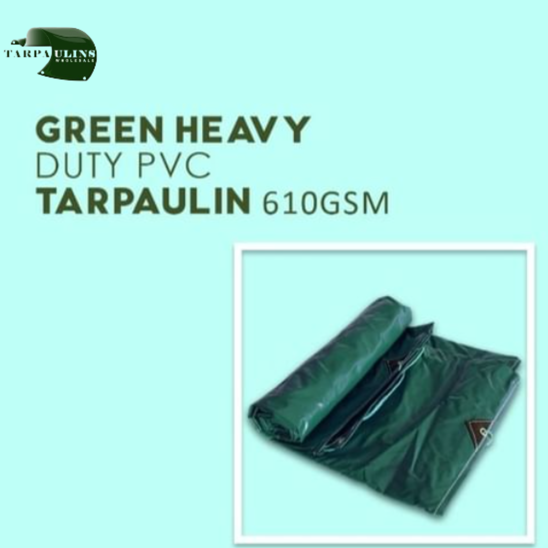 Green Heavy Duty PVC Tarpaulin 610gsm. - tarplin wholesale - Medium