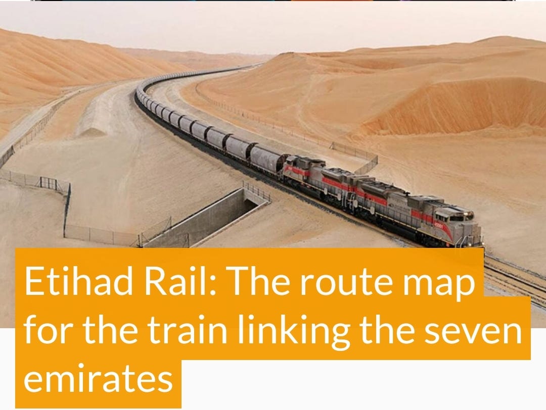 Etihad Rail: The route map for the train linking the seven emirates ...