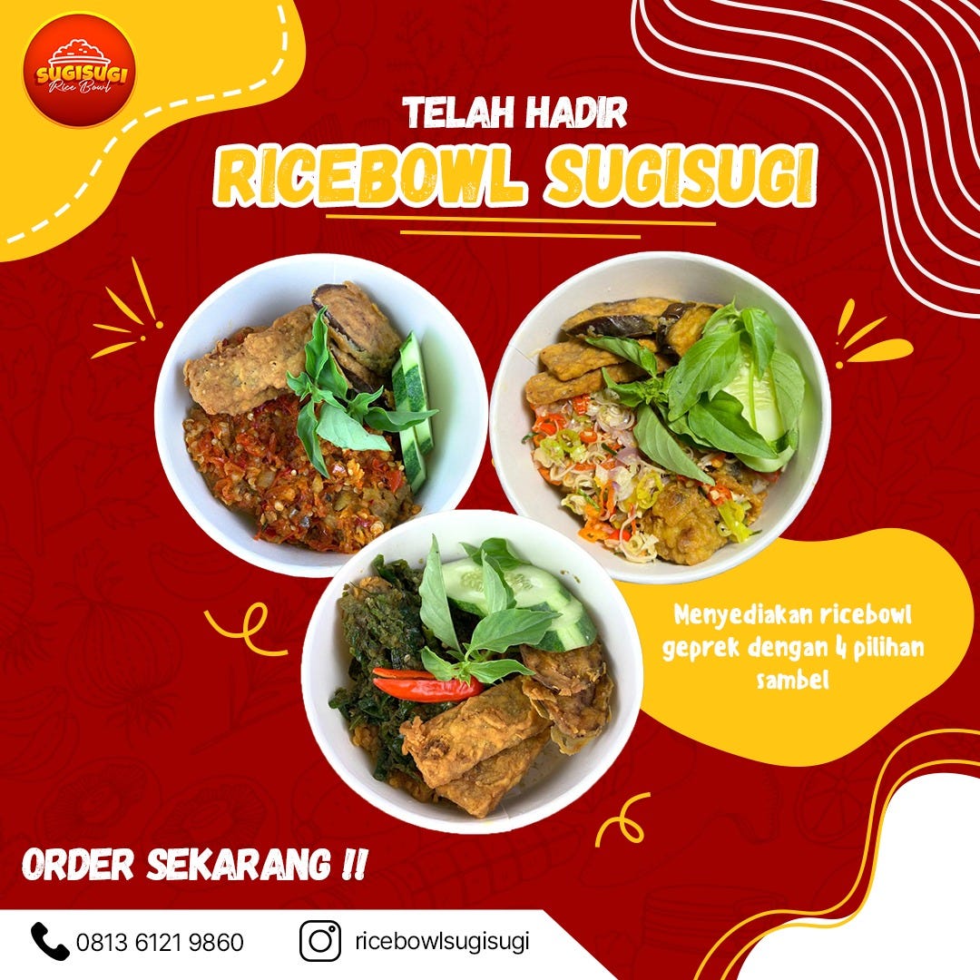 Halal, Wa 0813–6121–9860,Jual Ayam Penyet sambal matah di Medan, SUGISUGI RICEBOWL - SUGISUGI ...
