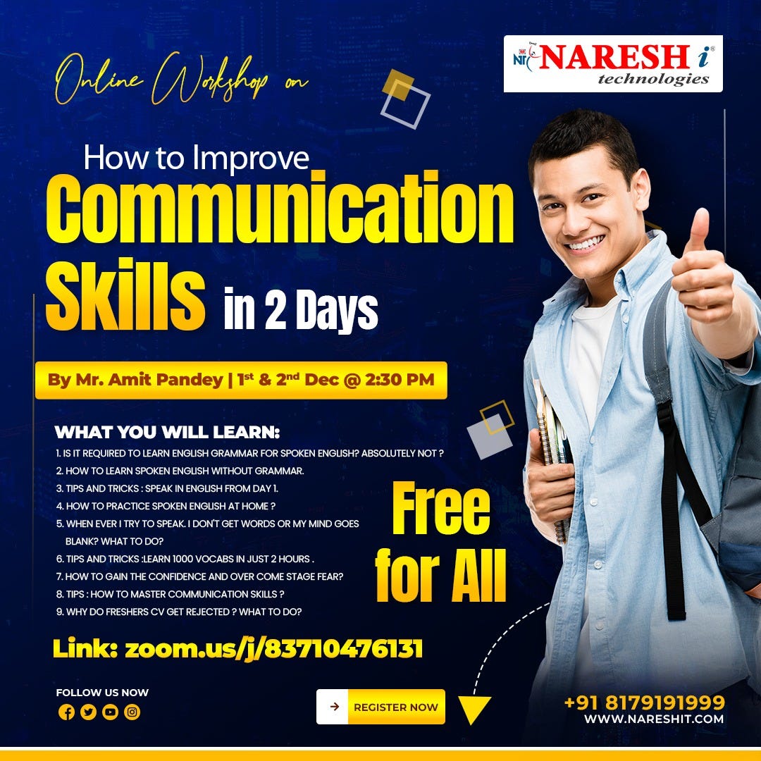 Free Workshop on How to improve communication skills in 2 days — Naresh IT - Avinash Nit - Medium