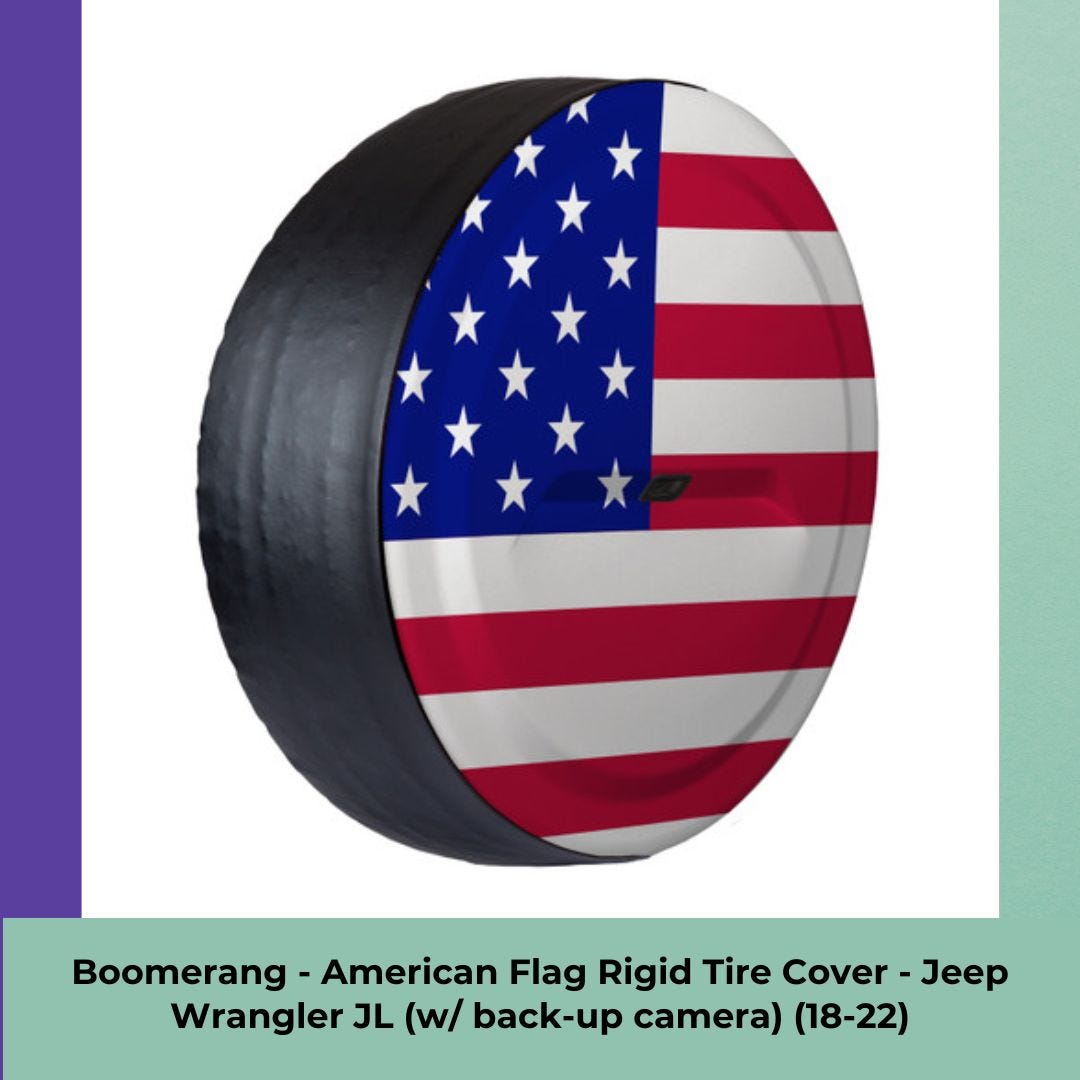 Boomerang — American Flag Rigid Tire Cover — Jeep Wrangler JL (w/ back ...
