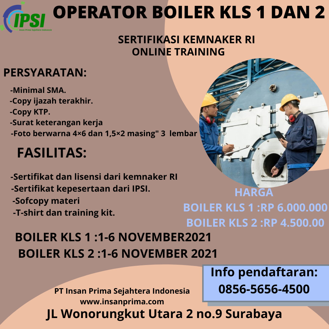 OPERATOR BOILER KELAS 1 DAN 2 PELATIHAN OPERATOR BOILER KLS 1&2 ...