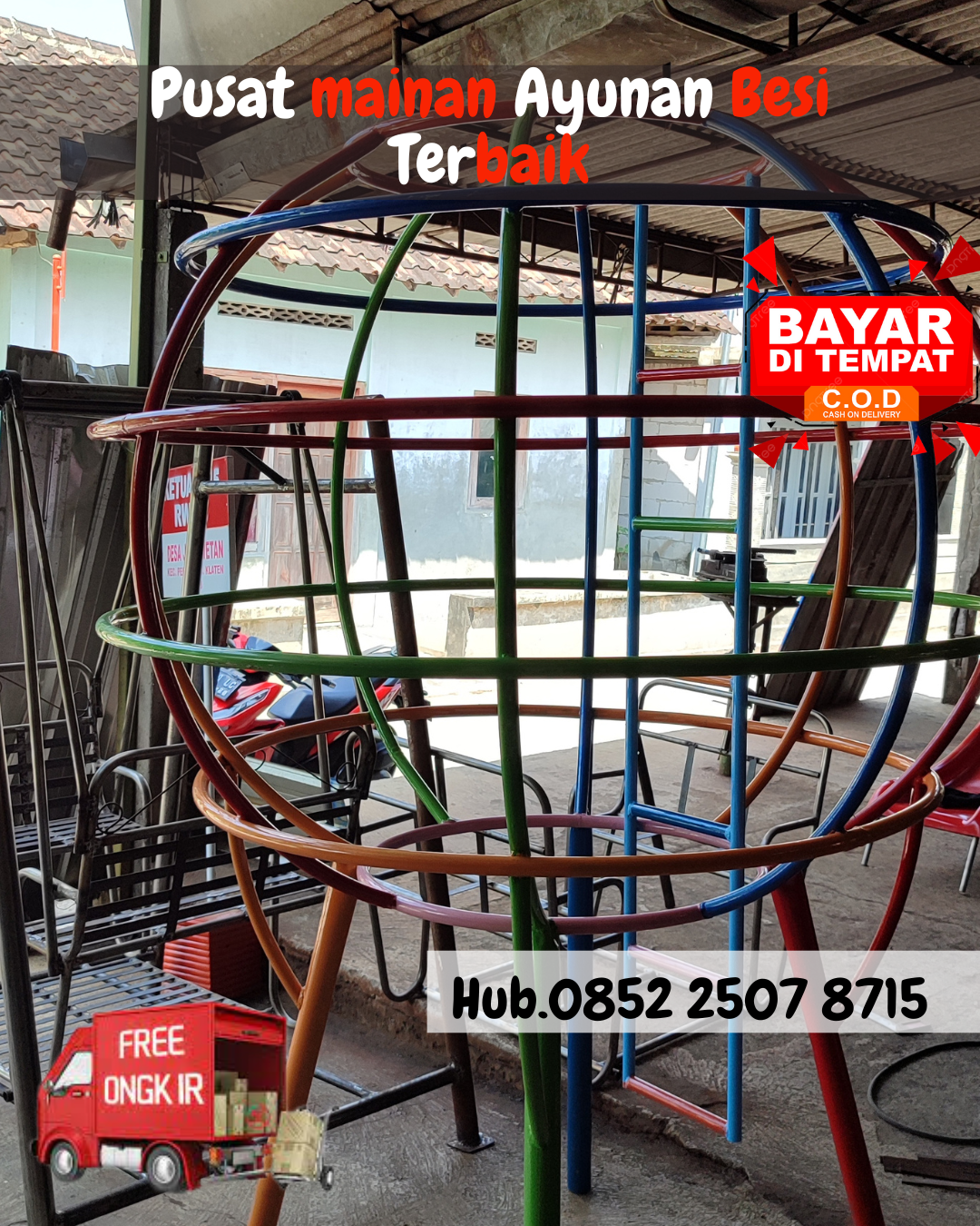 Hub 0852–2507–8715 DIJAMIN AMAN ! ayunan besi bulat besar Dan mainan ...