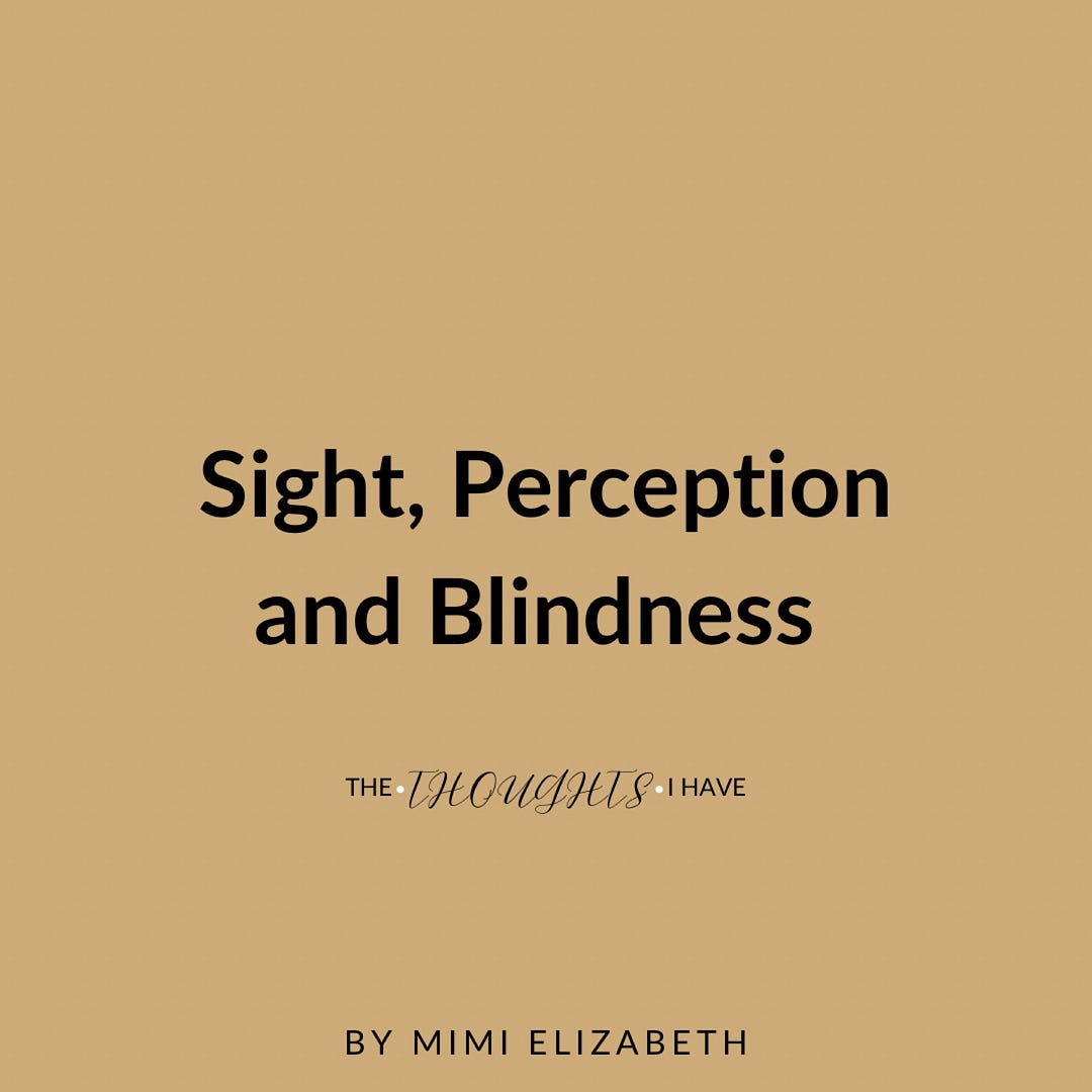 Sight, Perception and Blindness. The Thoughts I Have - VIII | by Mimi ...