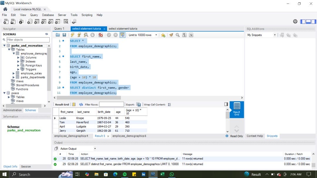 Hello #Datafam, today, I studied the SELECT statement and did few practical using it. The SELECT ...