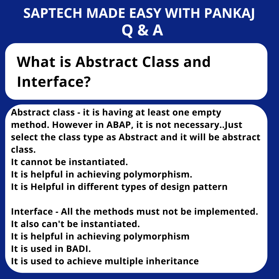 Abstract Class and Interface | OOPS ABAP - Bhakti Deshmukh - Medium