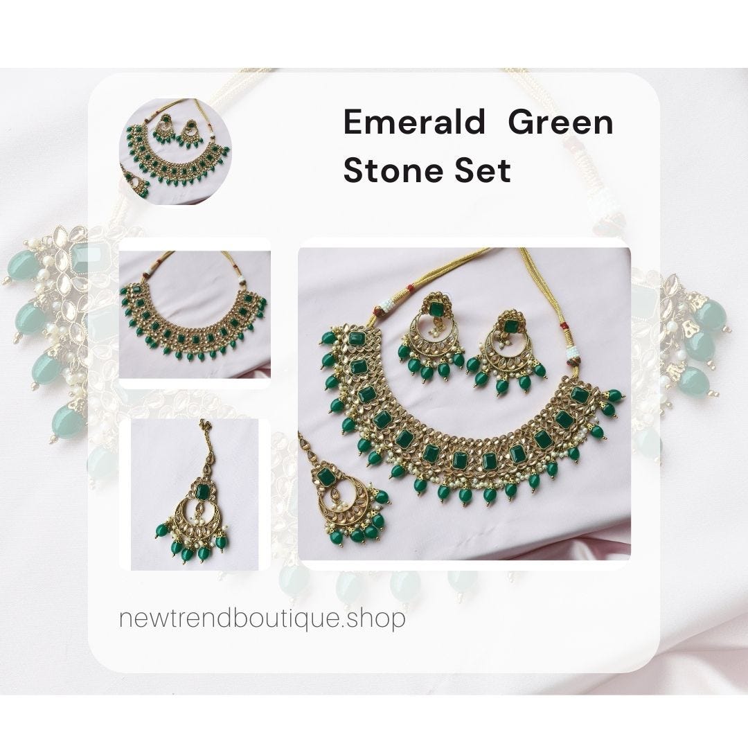 Emerald Green Stone Set - Newtrend - Medium