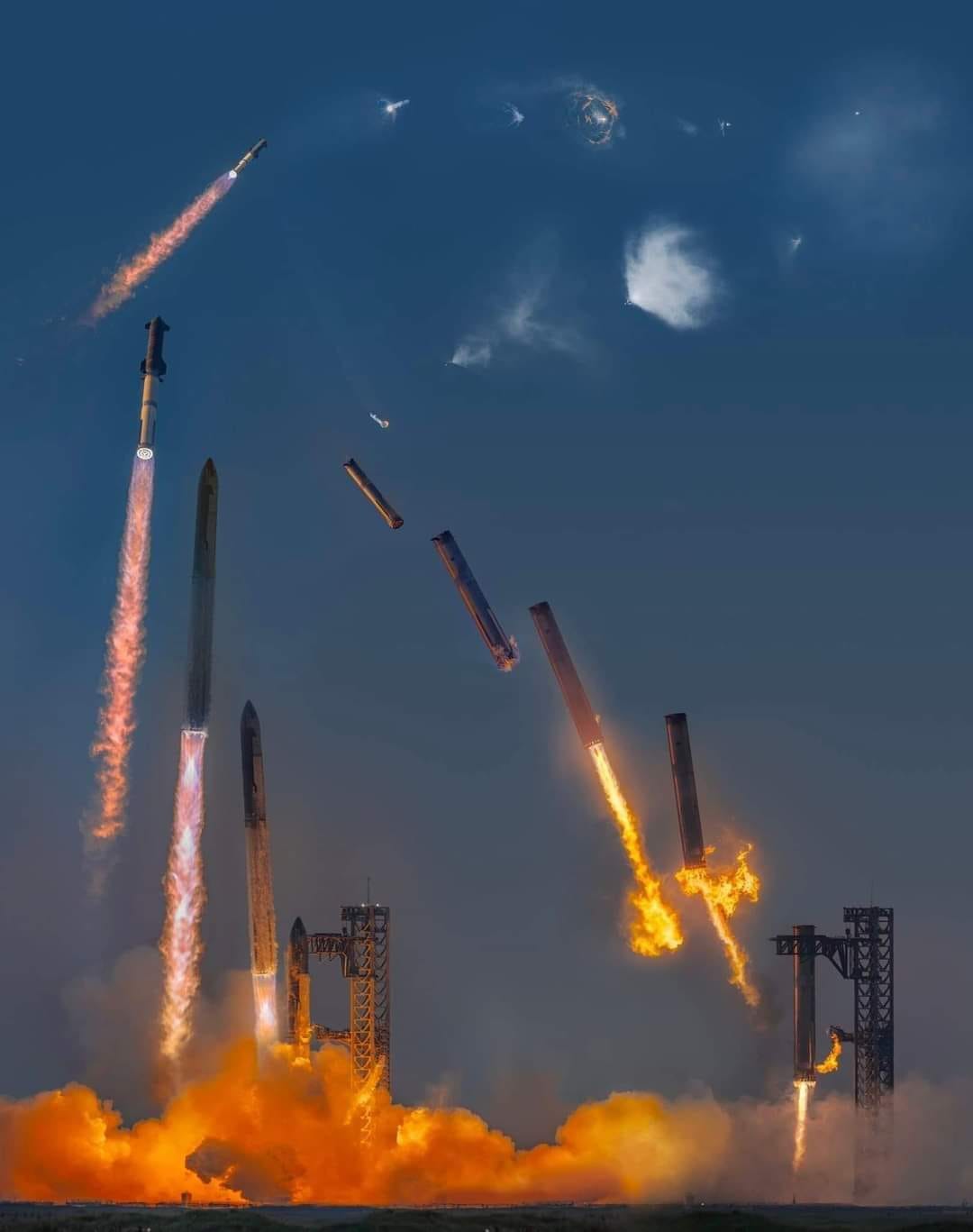 Space X Starship Soars to sky and return to earth 🌎With booster catch ...
