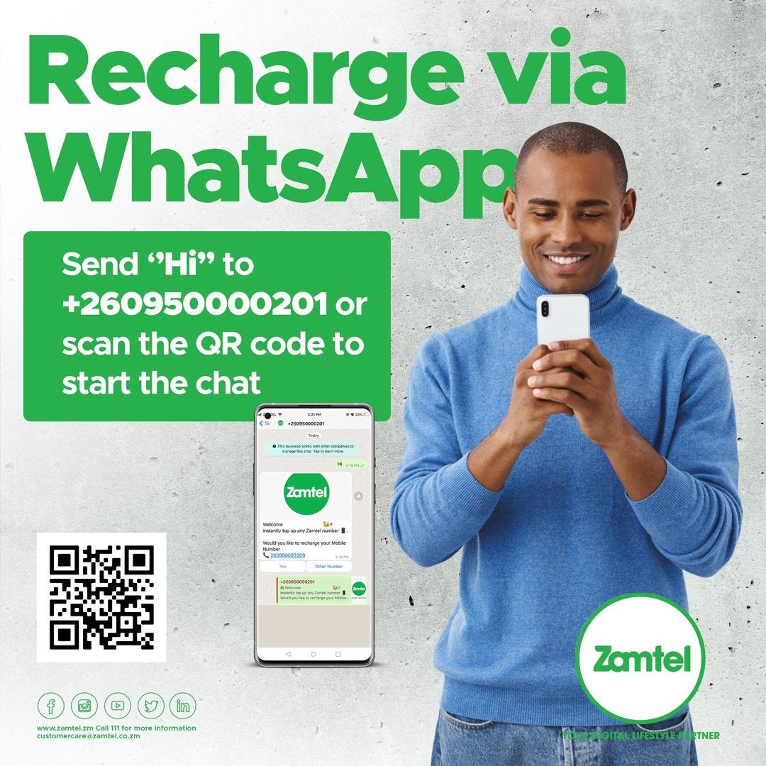 Zamtel Launches WhatsApp Airtime Purchase Chatbot — Dec 10, 2022. | by ...